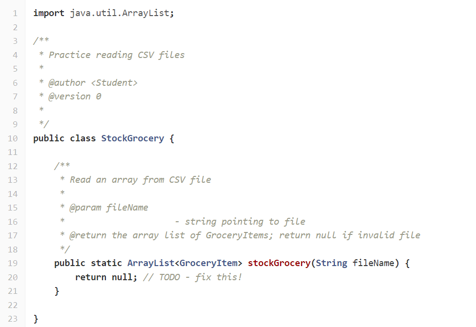 Solved /* This class is missing JavaDoc, but that is OK | Chegg.com