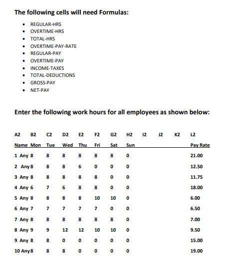 Excel - Employee Payroll Project In this Project, | Chegg.com