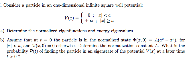 Solved C. Consider a particle in an one-dimensional infinite | Chegg.com