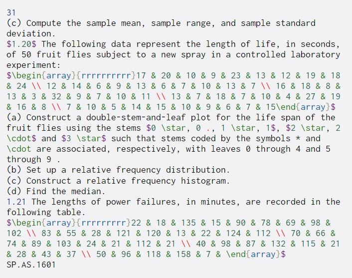 Solved 31 (c) Compute the sample mean, sample range, and | Chegg.com