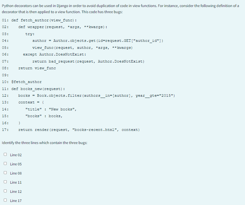 Solved Python Decorators Can Be Used In Django In Order To 8910