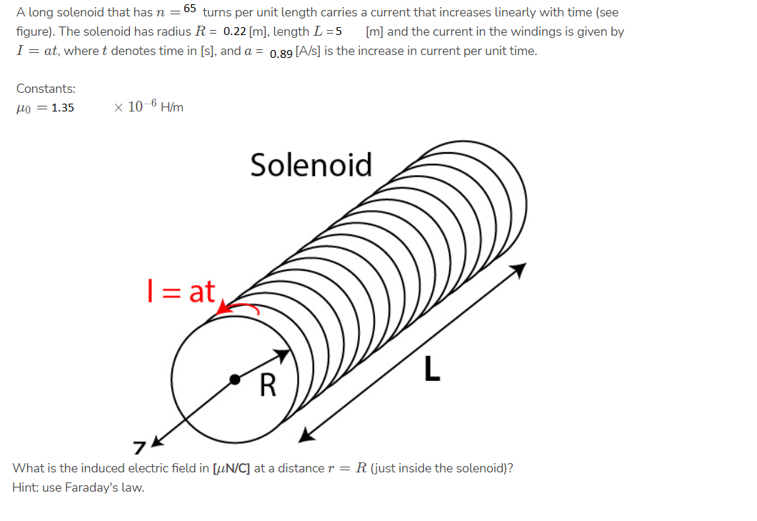 Solved A long solenoid that has n = 65 turns per unit length | Chegg.com