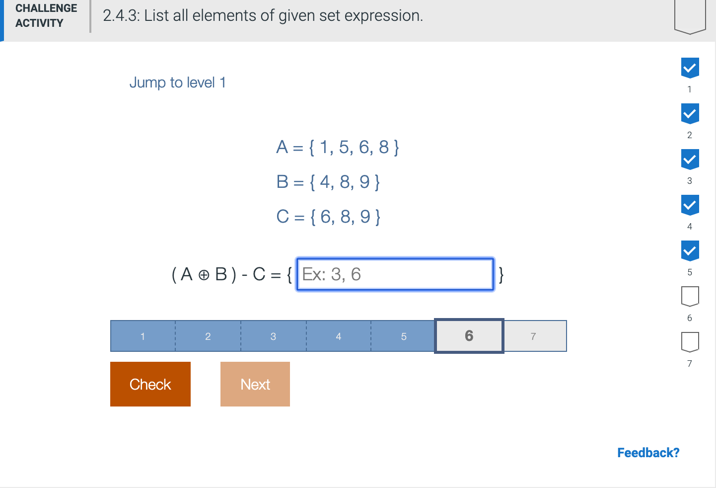 Solved CHALLENGE ACTIVITY 2.4.3: List all elements of given | Chegg.com