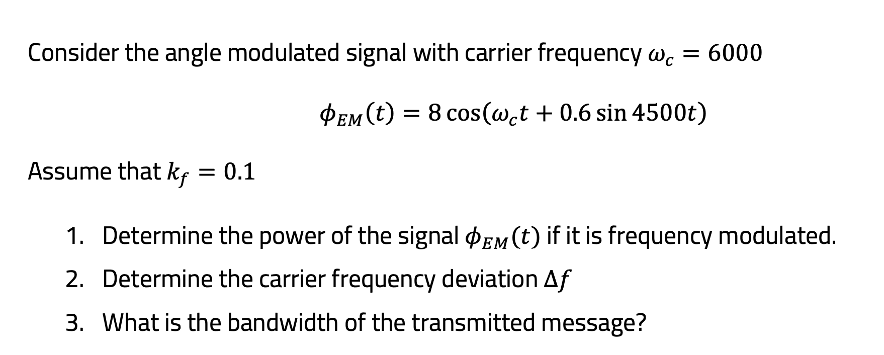 Solved Consider the angle modulated signal with carrier | Chegg.com