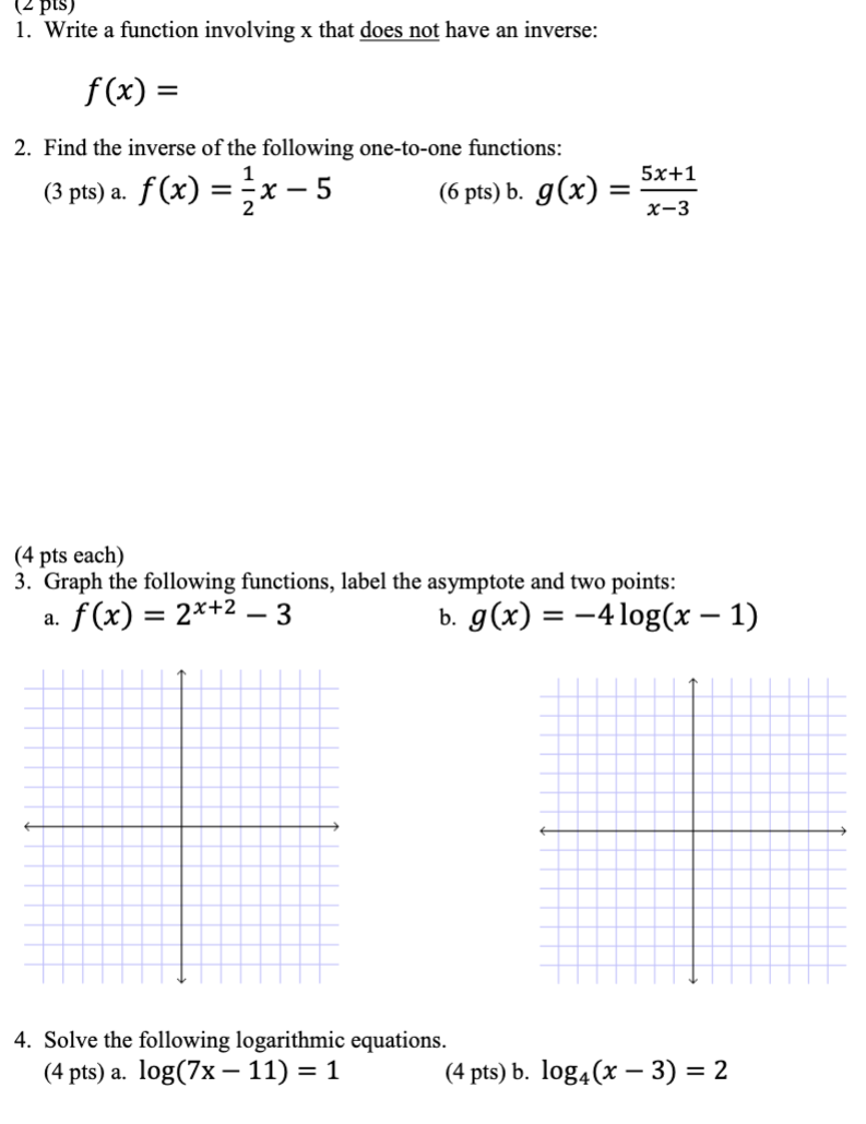 Solved 1. Write a function involving x that does not have an | Chegg.com