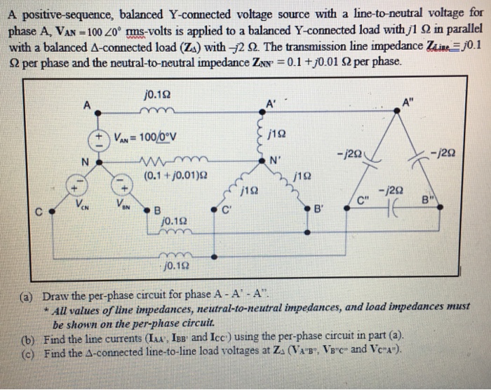Solved A positive-sequence, balanced Y-connected voltage | Chegg.com