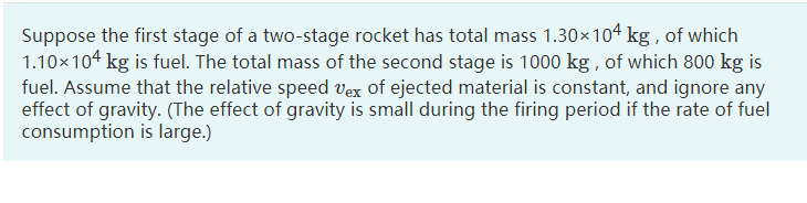 Solved Suppose the first stage of a two-stage rocket has | Chegg.com