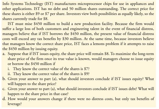 Solved Info Systems Technology (IST) manufactures | Chegg.com