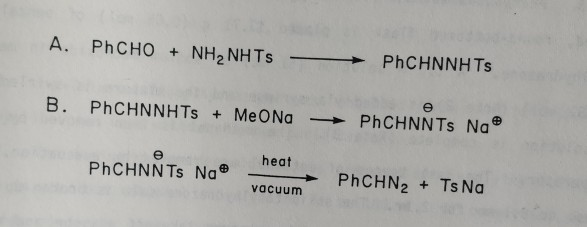 Solved A. PhCHO + NH2 NH Ts PhCHNNHTS B. PhCHNNHTs+ | Chegg.com