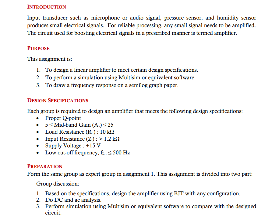 INTRODUCTION Input transducer such as microphone or | Chegg.com
