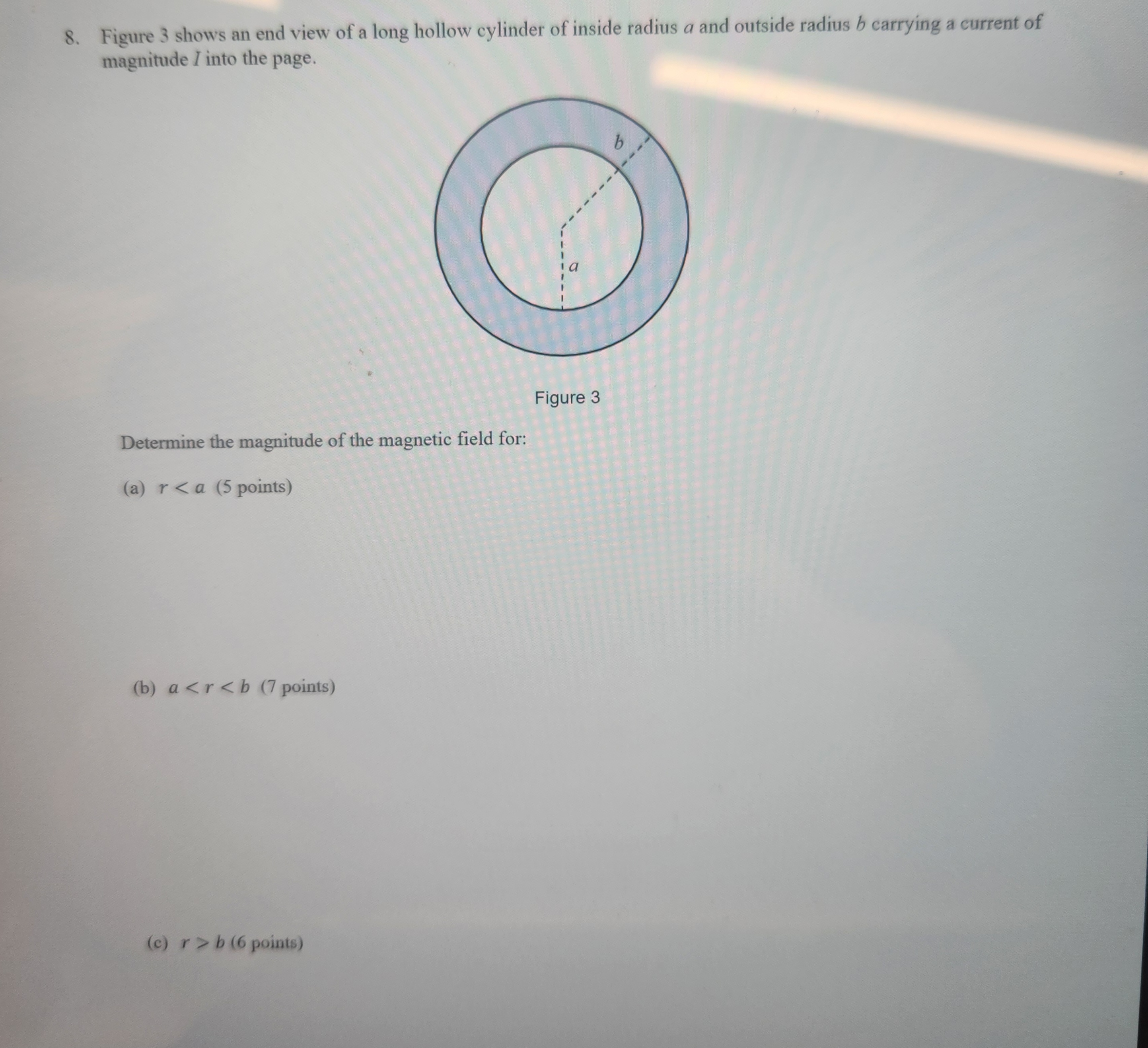 Solved Figure 3 shows an end view of a long hollow cylinder | Chegg.com