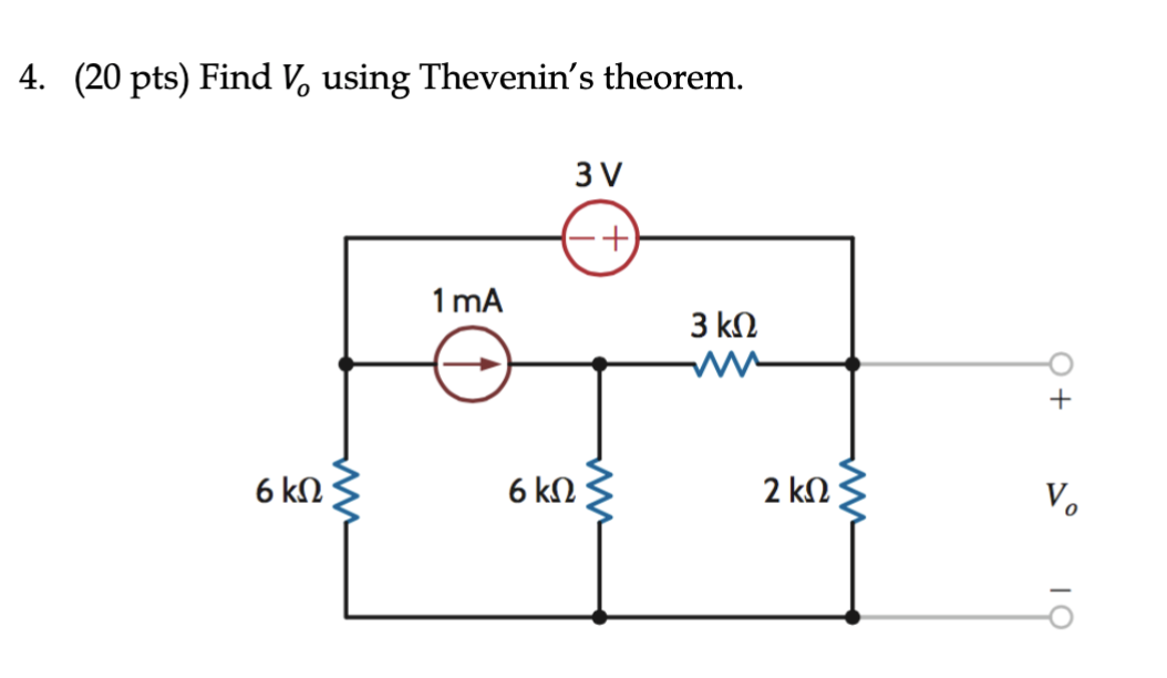Solved 4. (20 pts) Find Vo using Thevenin's theorem. | Chegg.com Solved 4. (20 pts) Find Vo using Thevenin's theorem. | Chegg.com