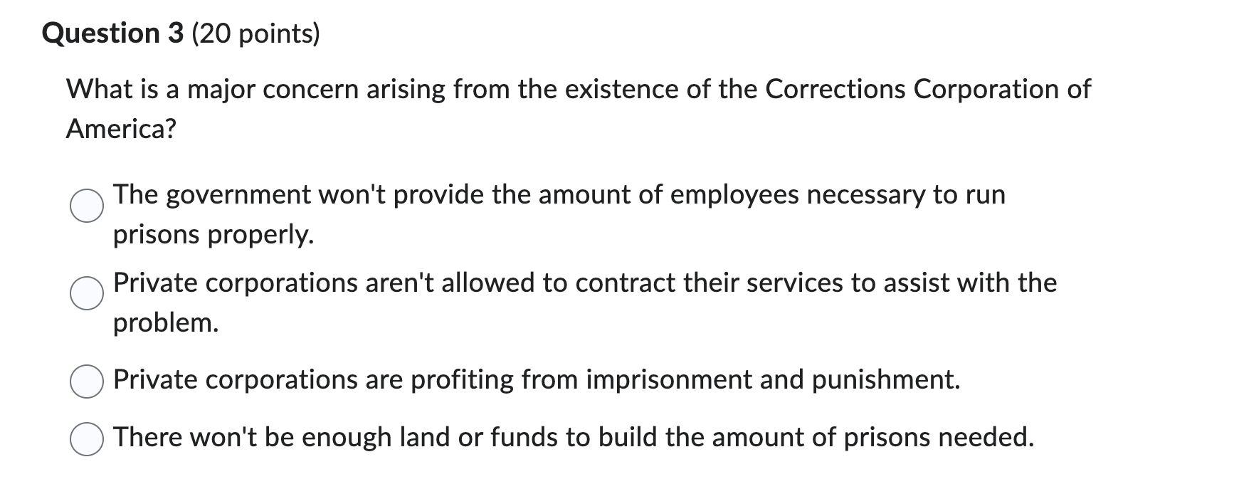 Question 3 (20 points) What is a major concern | Chegg.com