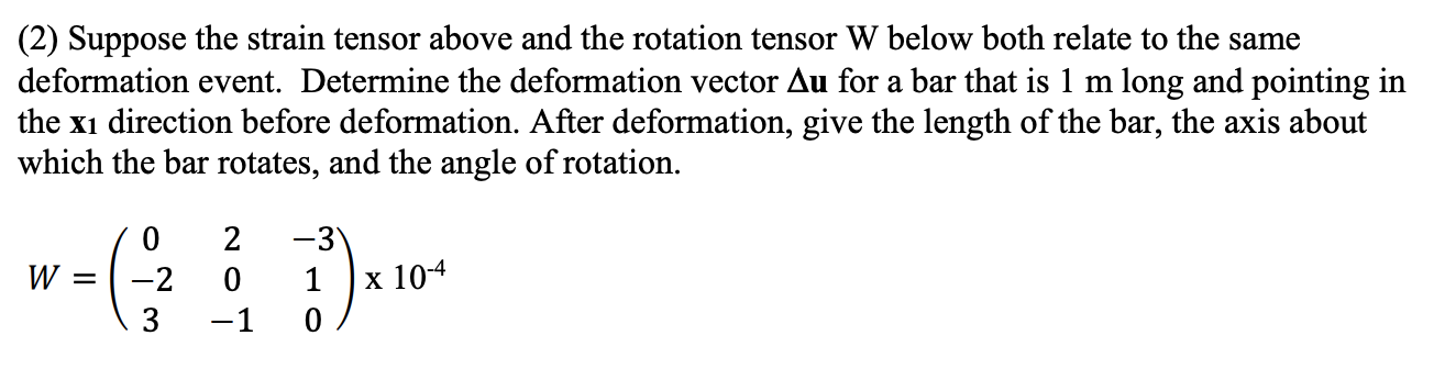 Solved (2) Suppose the strain tensor above and the rotation | Chegg.com