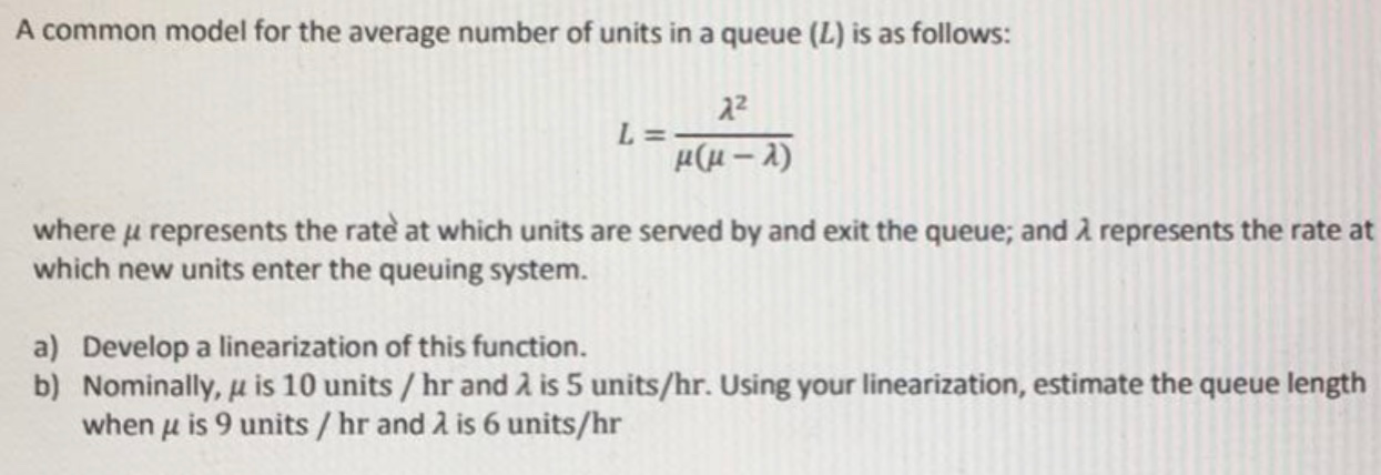 Solved A common model for the average number of units in a | Chegg.com