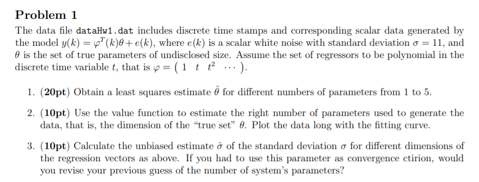 Problem 1 The data file dataHw1.dat includes discrete | Chegg.com