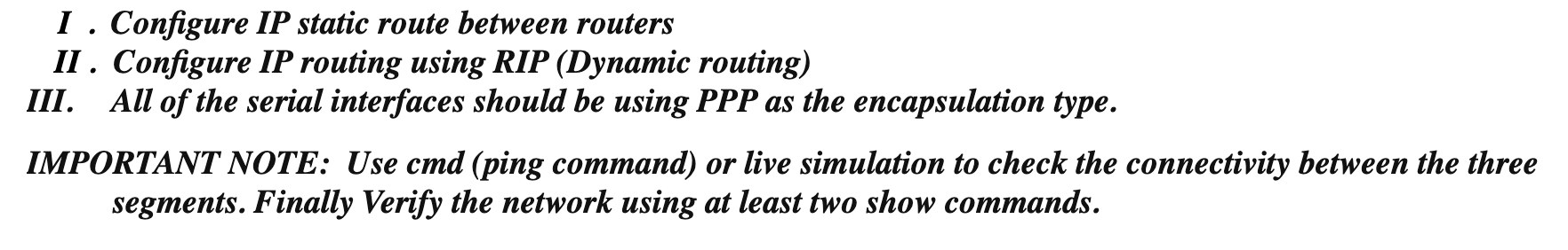 Solved 1. Configure IP static route between routers II . | Chegg.com
