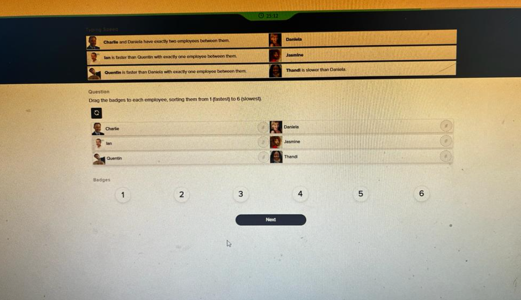 Question Drag the badges to each employee, sorting | Chegg.com