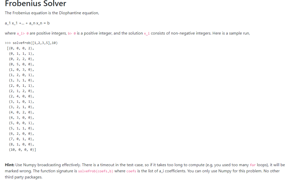 Frobenius Solver The Frobenius equation is the | Chegg.com