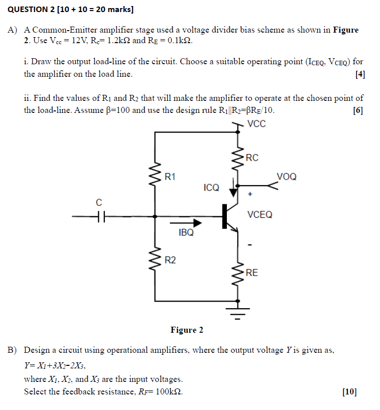 Solved QUESTION 2[10+10=20 marks] A) A Common-Emitter | Chegg.com