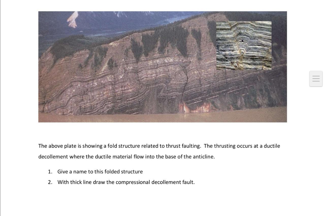 Solved The above plate is showing a low angle thrust fault | Chegg.com