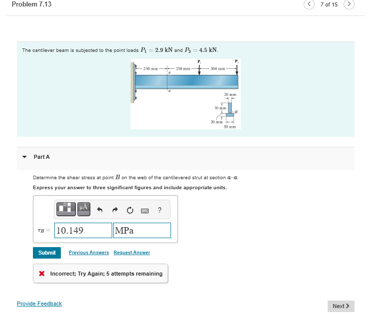 [Solved]: The cantilever beam is subjected to the point load