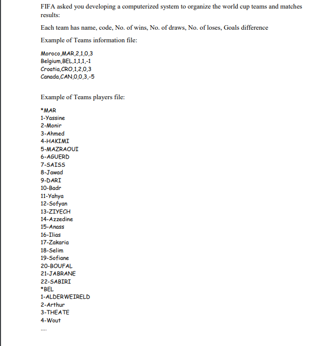Solved FIFA asked you developing a computerized system to | Chegg.com