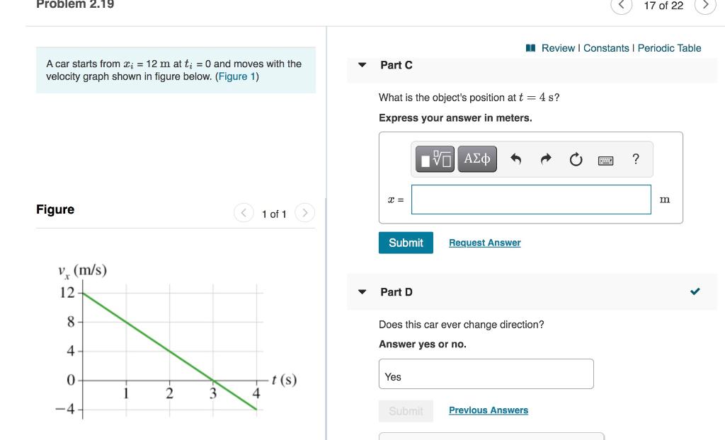 A Review | Constants Periodic Table A car starts from | Chegg.com