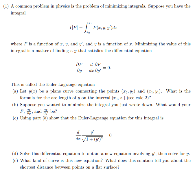 Solved (1) A common problem in physics is the problem of | Chegg.com