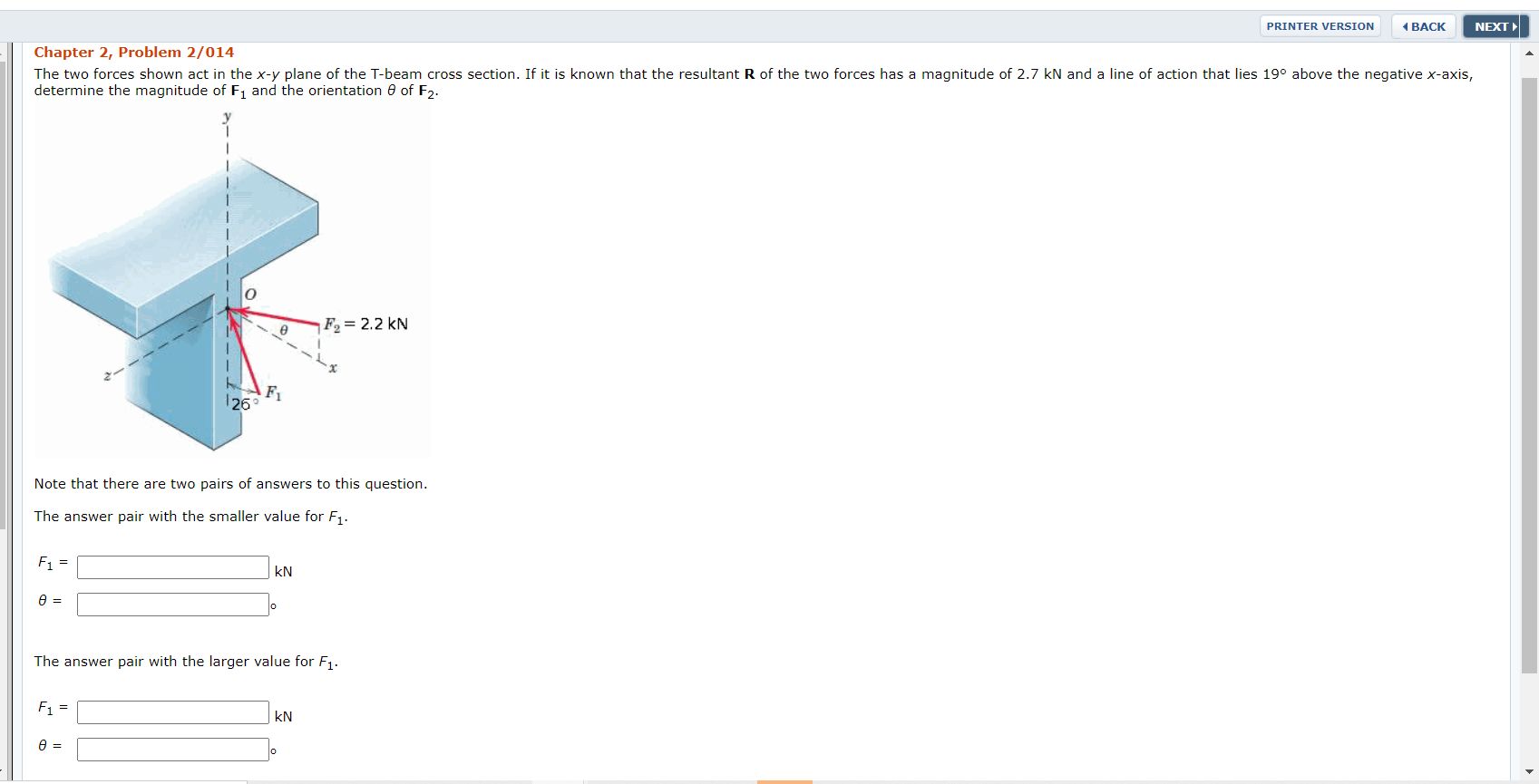 Solved PRINTER VERSION BACK NEXT Chapter 2, Problem 2/014 | Chegg.com