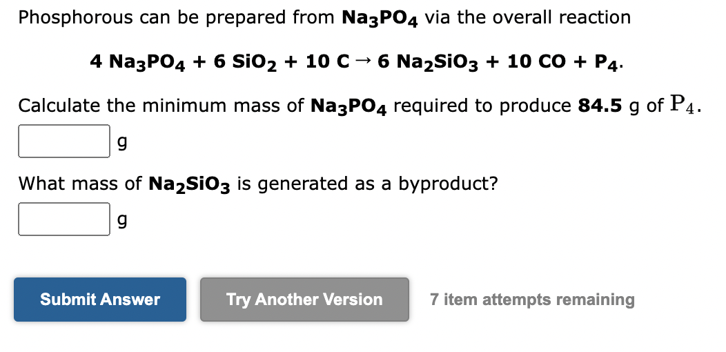 Solved Phosphorous can be prepared from Na3PO4 via the | Chegg.com