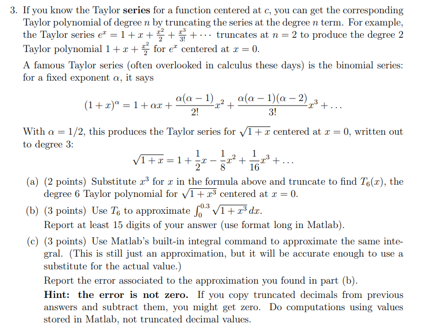 Solved If you know the Taylor series for a function centered | Chegg.com