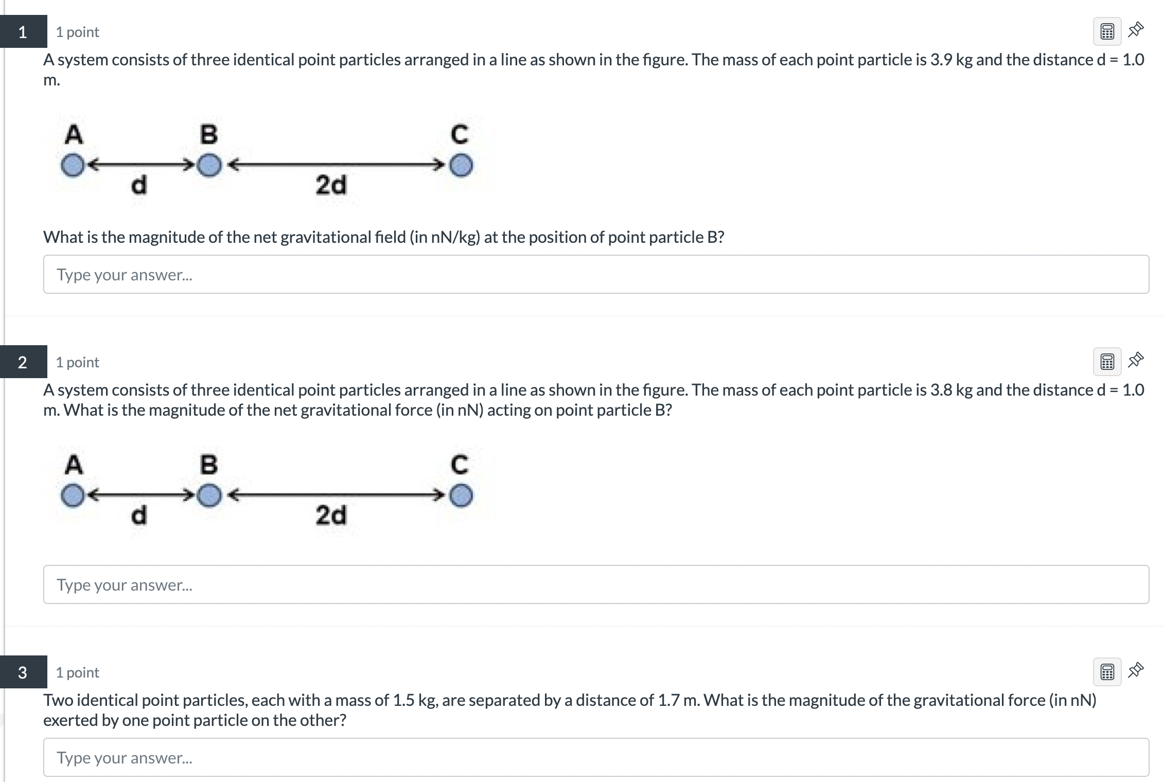 Solved 11 ﻿pointA system consists of three identical point | Chegg.com