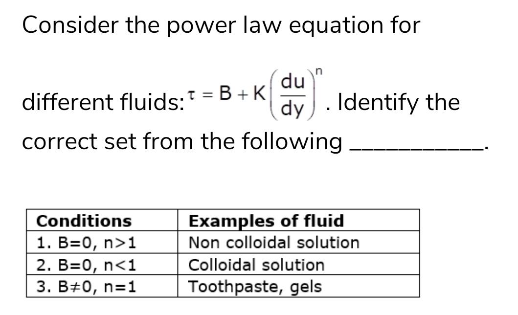 Solved Consider the power law equation for n du different | Chegg.com
