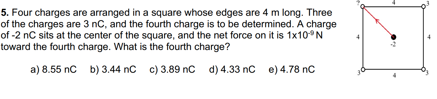 Solved 5. ﻿Four charges are arranged in a square whose edges | Chegg.com