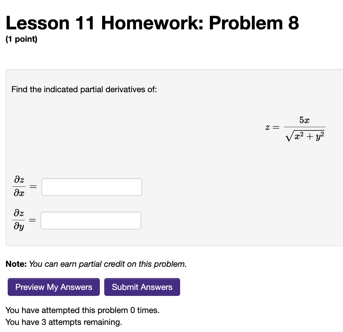 Solved Lesson 11 Homework: Problem 8 (1 point) Find the | Chegg.com