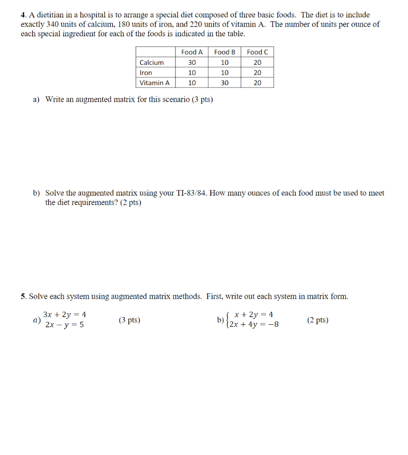 Solved 4. A dietitian in a hospital is to arrange a special | Chegg.com