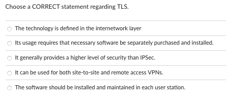 Solved The IPSec technology can be deployed in modes. | Chegg.com