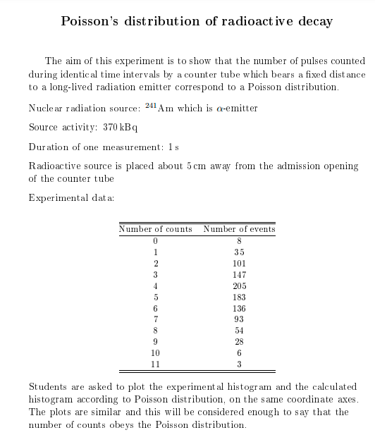 Solved Poisson's distribution of radioactive decay The aim | Chegg.com