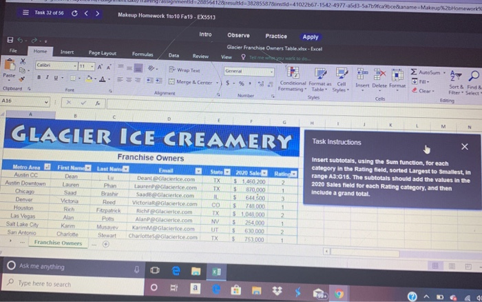 Solved Task 32 of 56 Makeup Homework 1to10 Fa19 - EX5513 | Chegg.com
