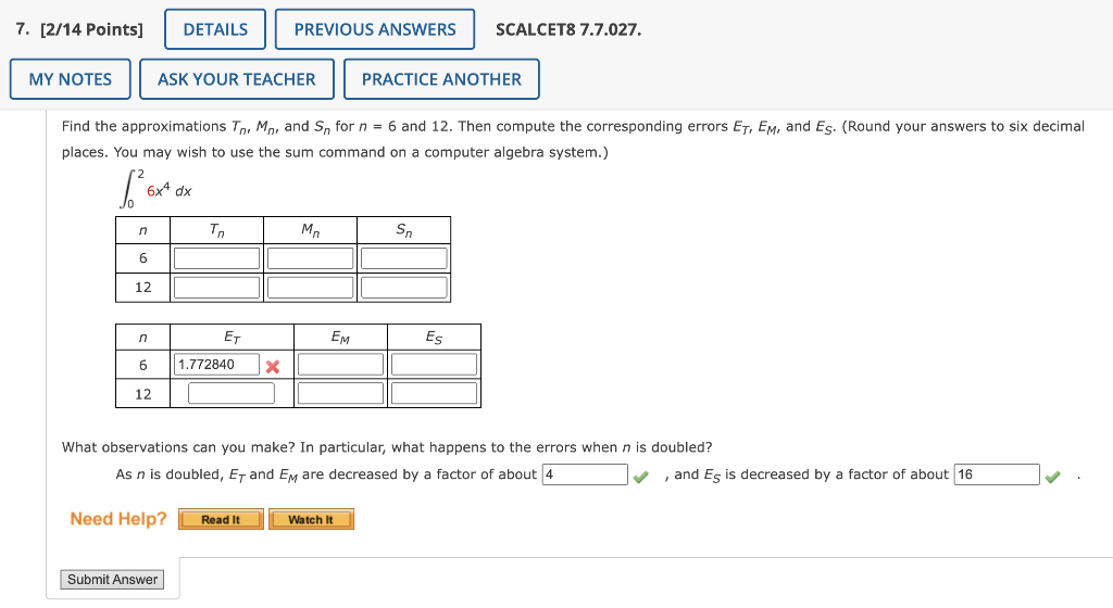 Solved 7. [2/14 Points] DETAILS PREVIOUS ANSWERS SCALCET8 | Chegg.com
