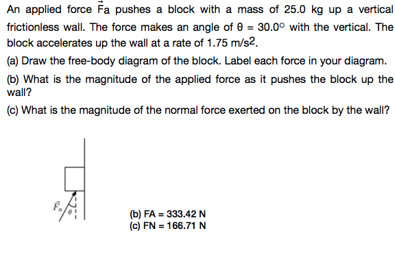 Solved An applied force F a pushes a block with a mass of | Chegg.com