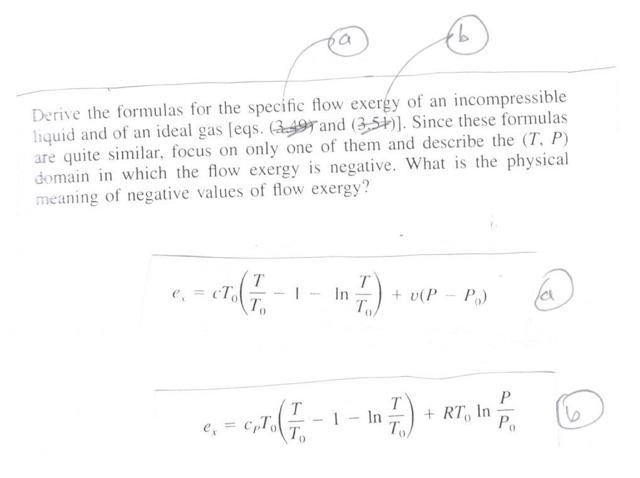Solved b a Derive the formulas for the specific flow exergy | Chegg.com