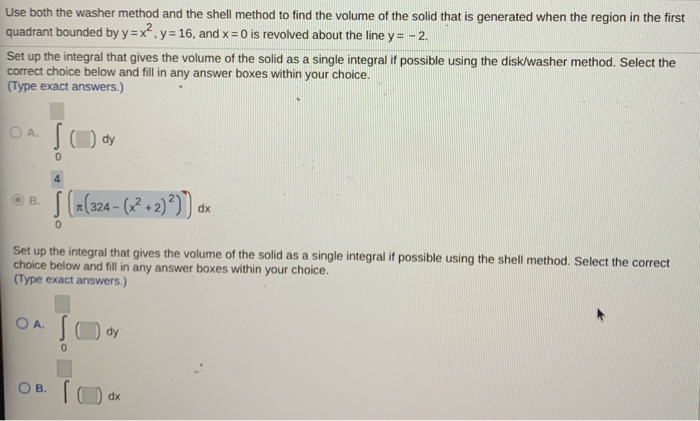 Solved Use both the washer method and the shell method to | Chegg.com