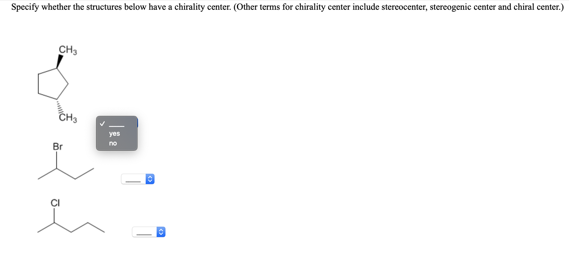 Solved Specify whether the structures below have a chirality | Chegg.com