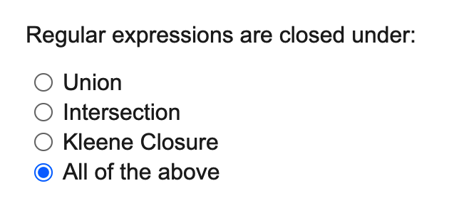 Solved Regular expressions are closed under: Union O | Chegg.com