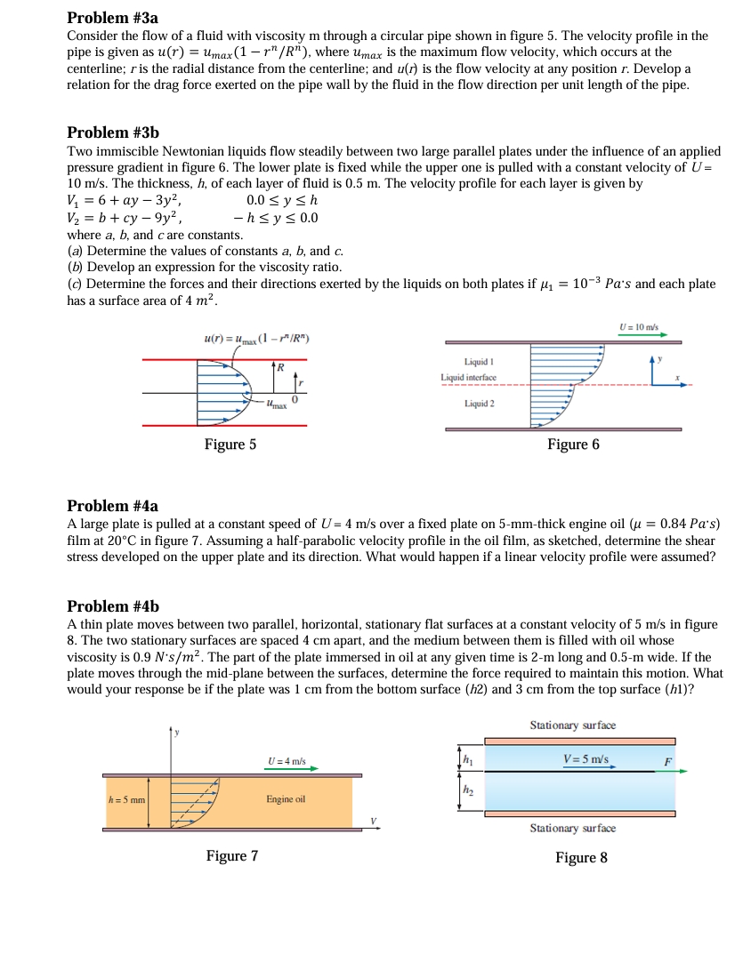 Solved Problem #3aConsider the flow of ﻿a fluid with | Chegg.com