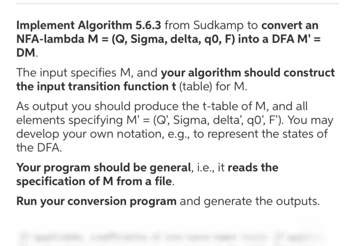Implement Algorithm 563 From Sudkamp To Convert An 