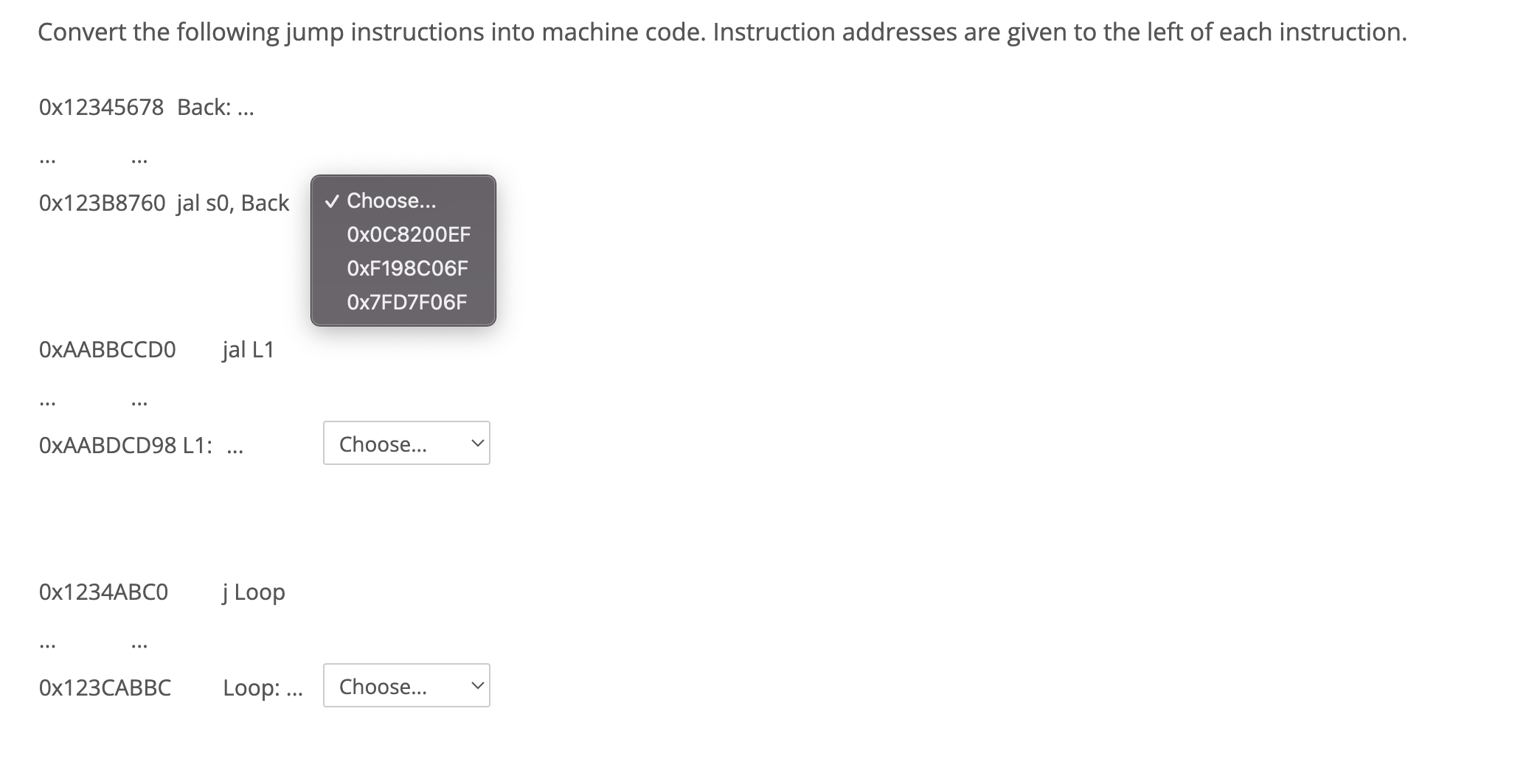 Solved Convert The Following Jump Instructions Into Machine