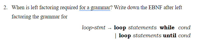 Solved 2. When is left factoring required for a grammar? | Chegg.com